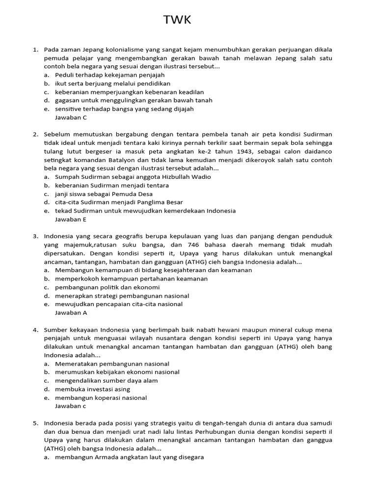 Soal TWK 1 | PDF | Ilmu Sosial