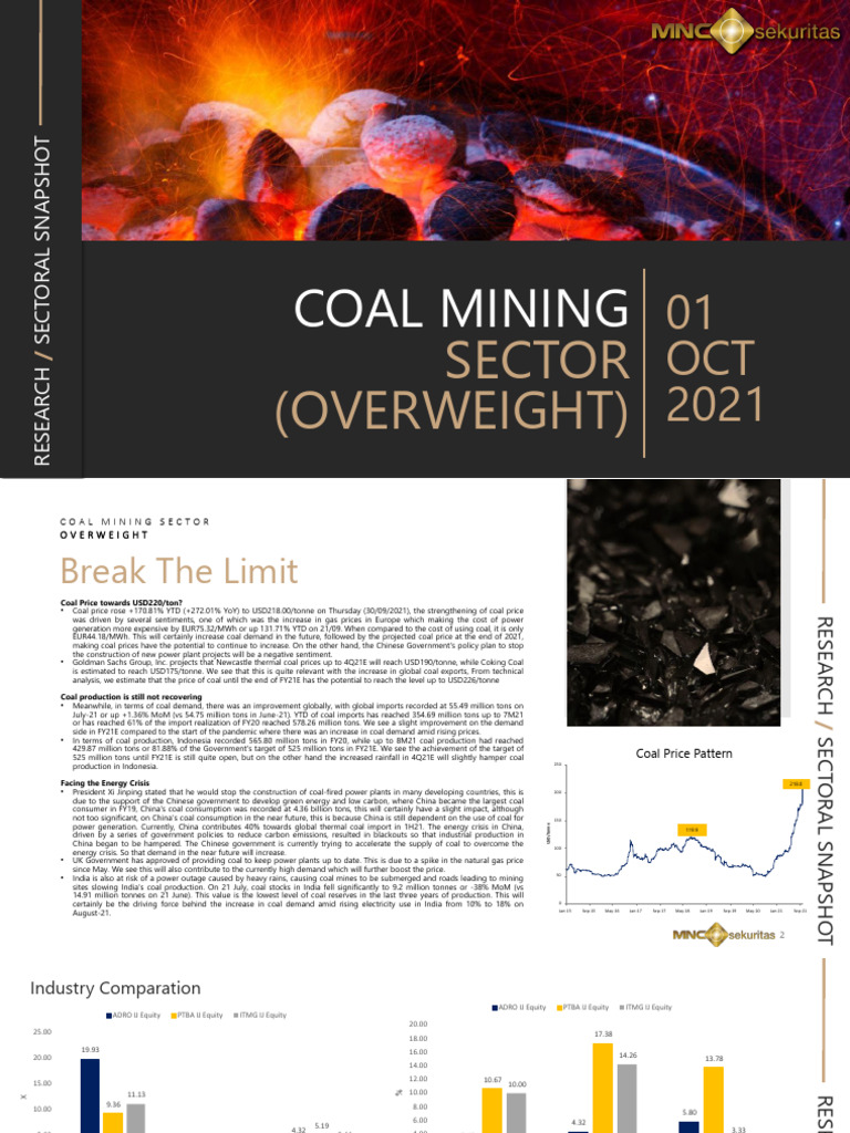 Coal Mining - Sectoral Snapshot | PDF | Coal | Investing