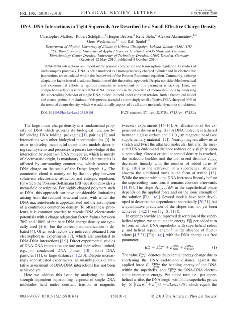 2.DNA-DNA Interactions in TIght Supercoils Are Described by a Small ...