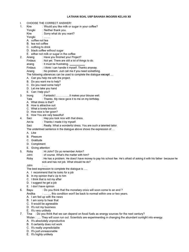 Latihan Soal Usp Bahasa Inggris 2022 2023 Pdf Tsunami Human Nutrition