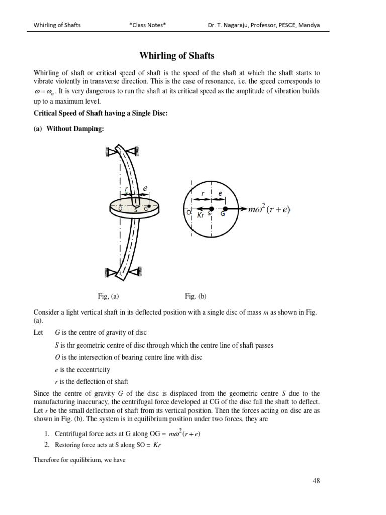 Unit 3 Vibrations - Whirling of Shaft | Download Free PDF | Beam (Structure) | Bending