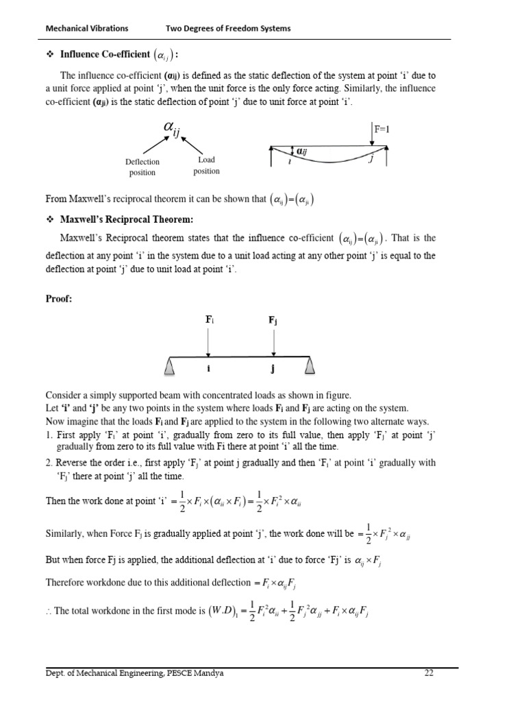Mechanical Vibrations: Two Degrees of Freedom | PDF | Force | Classical Mechanics