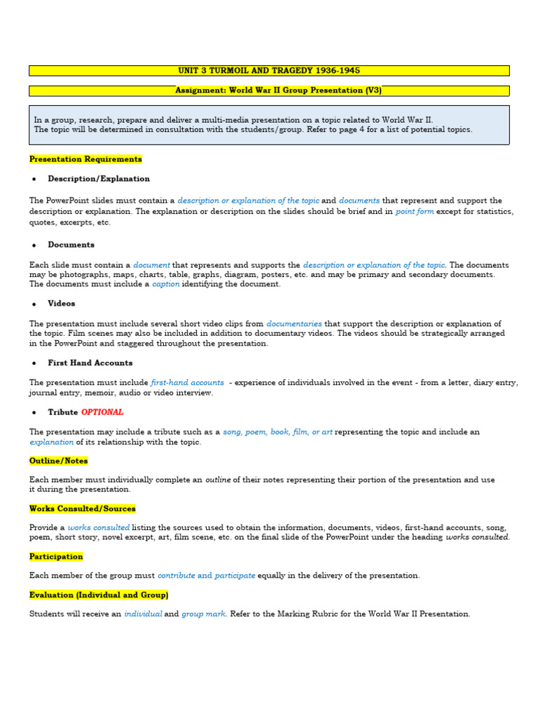 World War II Presentation Guidelines | PDF | Nazi Germany | World War II