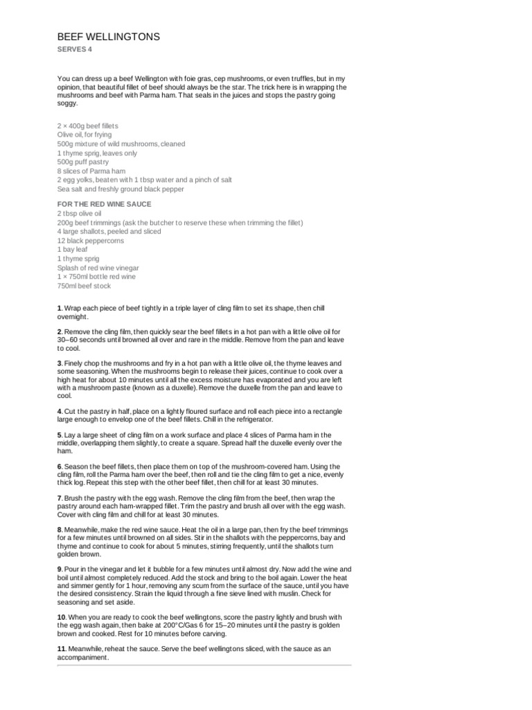 Beef Wellington | PDF | Beef | Boiling