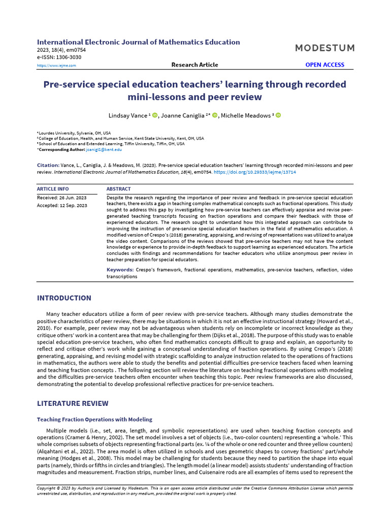 Pre-Service Special Education Teachers' Learning Through Recorded Mini ...