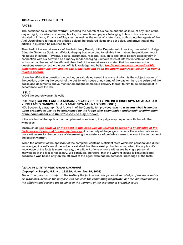 Consti Digest | PDF | Search Warrant | Prosecutor