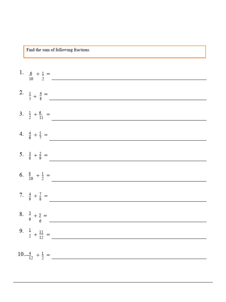 Grade 6 Adding Unlike Fractions Denominators 2 12 B | PDF | Teaching ...