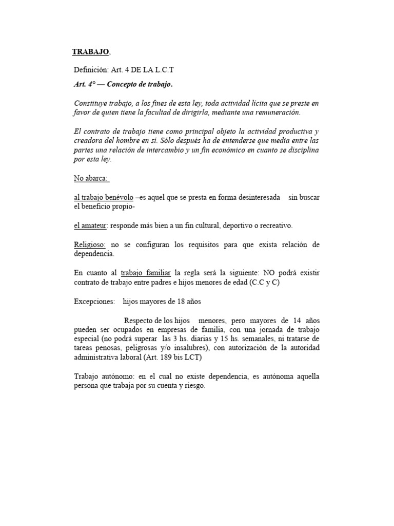 CLASE 1 TEMA El Derecho Laboral. Sujetos. Objeto. El Trabajo en ...