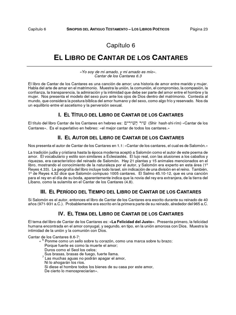 SAT324 Cantares | PDF | Canción de canciones | Amor