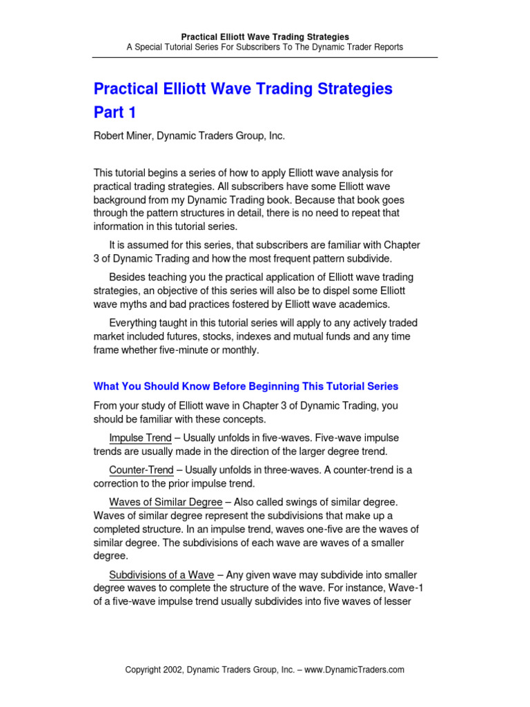 Practical Elliott Wave Trading Strategies | PDF | Business