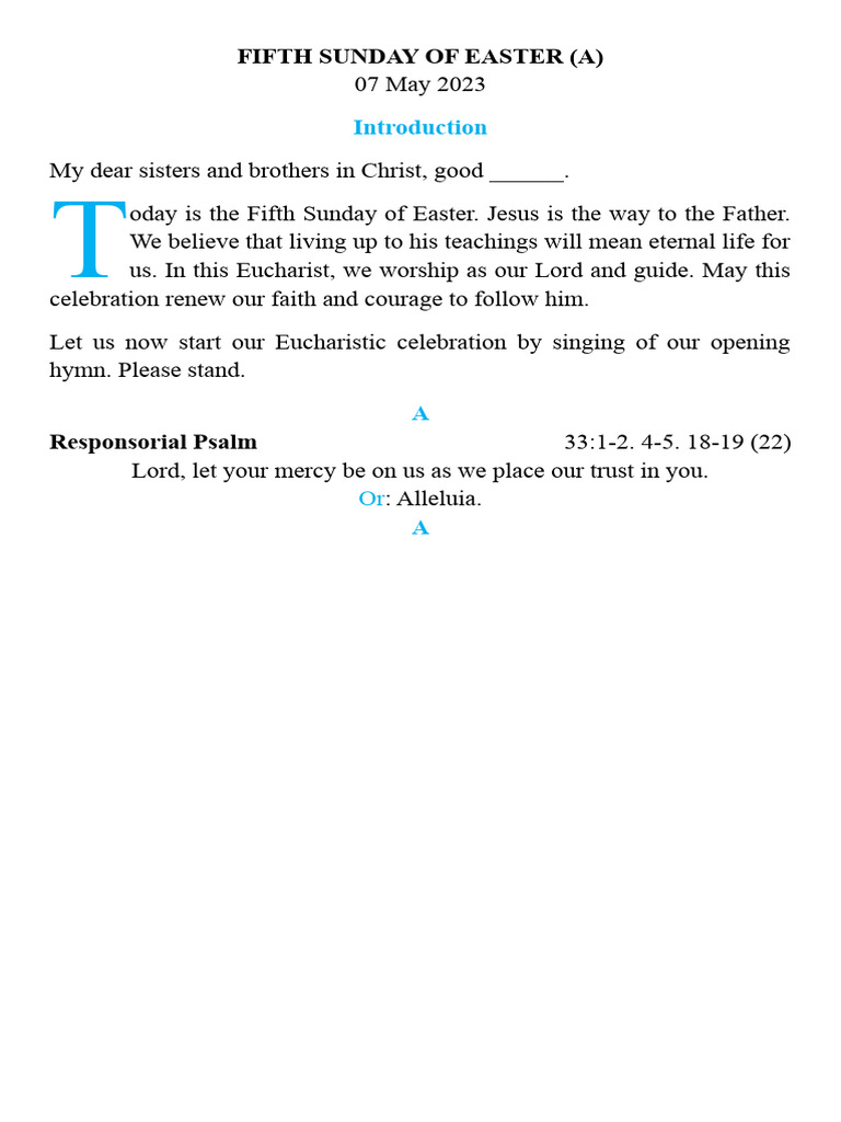 05 - Fifth Sunday of Easter | PDF
