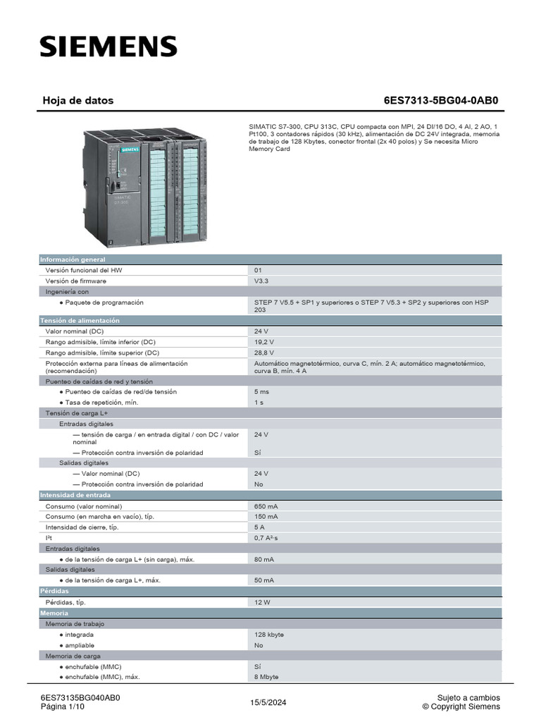 6ES73135BG040AB0 Datasheet Es | PDF | Resistencia Eléctrica y ...
