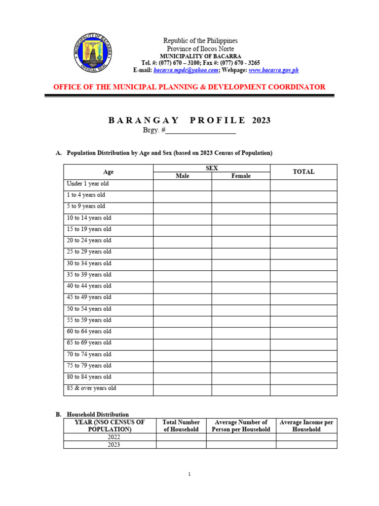 Barangay Profile 2023-1 | PDF | Taxes | Farms