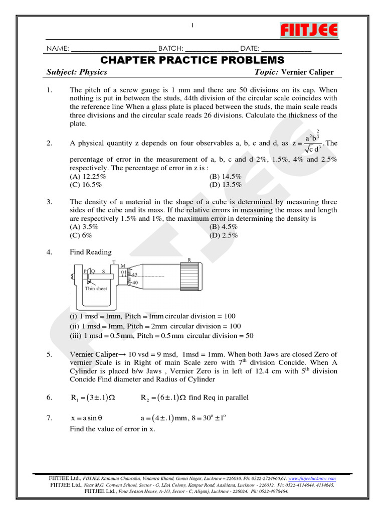CPP - Vernier Caliper | PDF | Metrology | Probability And Statistics