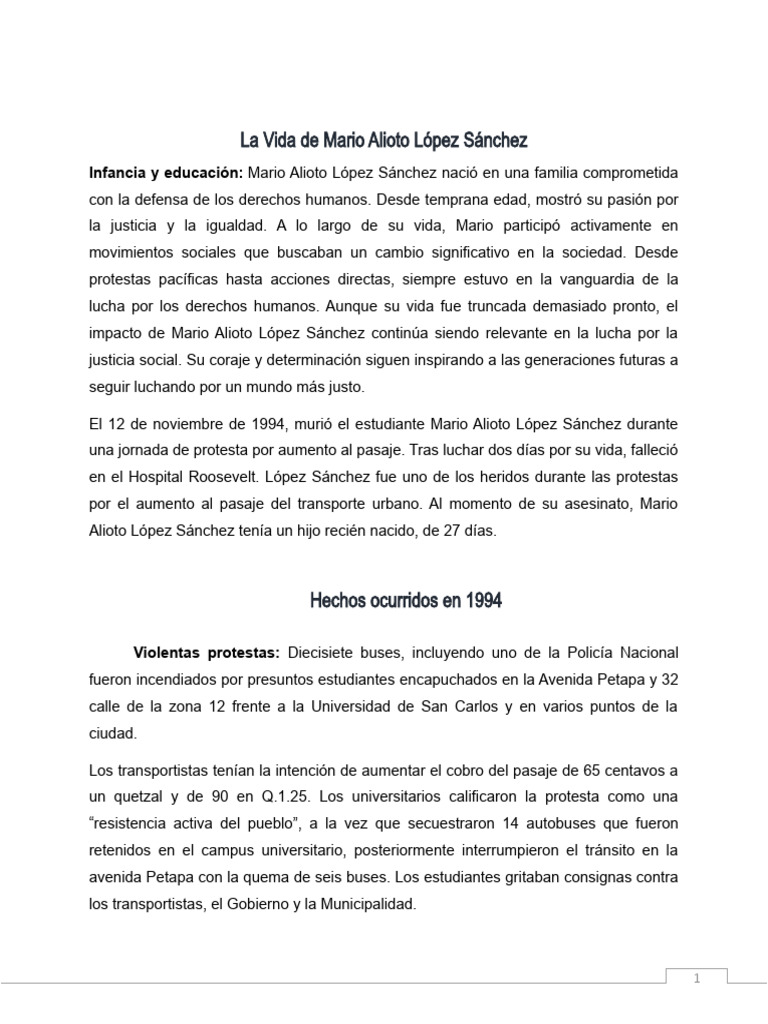 la vida de Mario Alioto | PDF