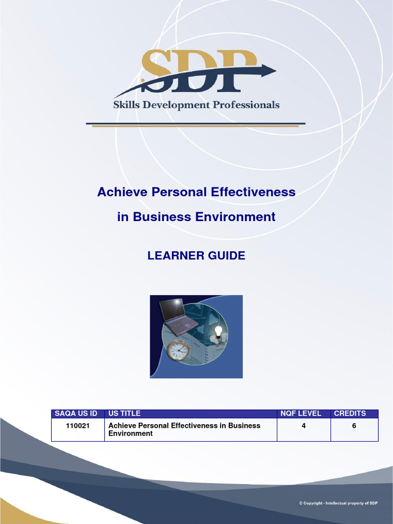 Achieve Personal Effectiveness in Business Environment - LG - SDP | PDF | Internet | Goal