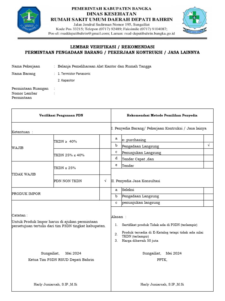Lembar Verifikasi TKDN 2024 | PDF