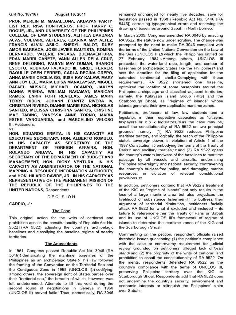 Consti Cases Chap 3 | PDF | Territorial Waters | United Nations Convention On The Law Of The Sea