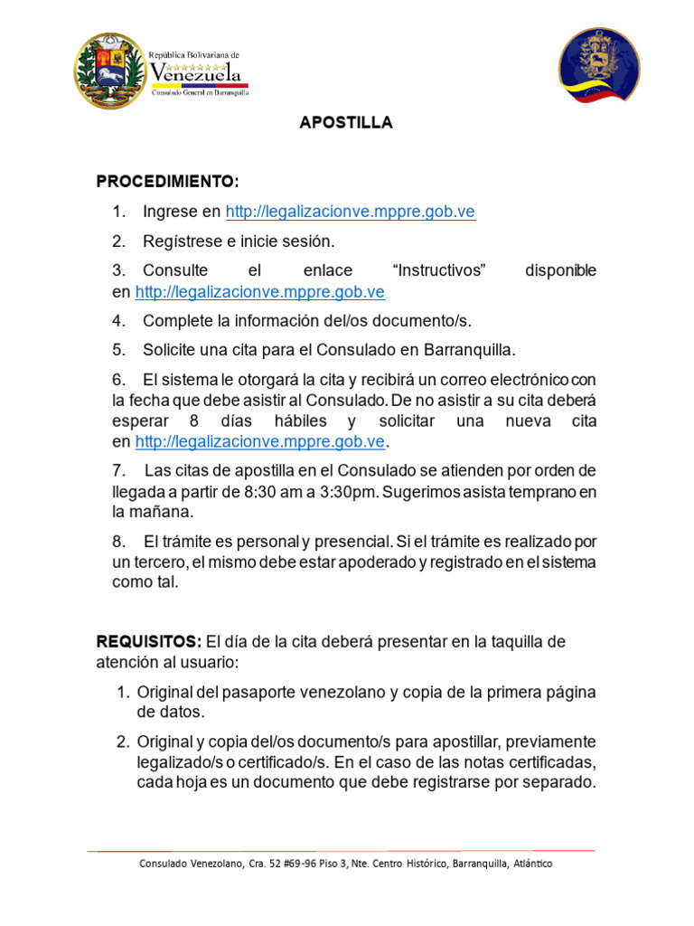 Información Solicitud de Apostilla | PDF