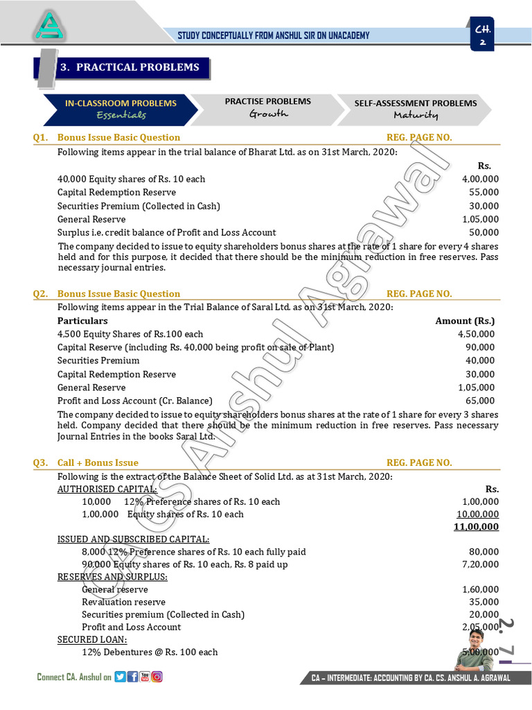 Ch.2 Accounting For Bonus and Right Issue-Merged | PDF | Stocks | Share ...