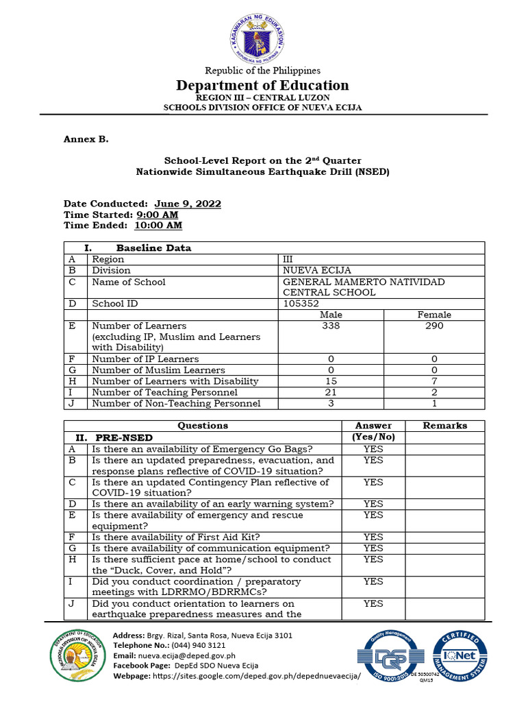 3RD Quarter Nsed GMNCS | PDF | Emergency Management