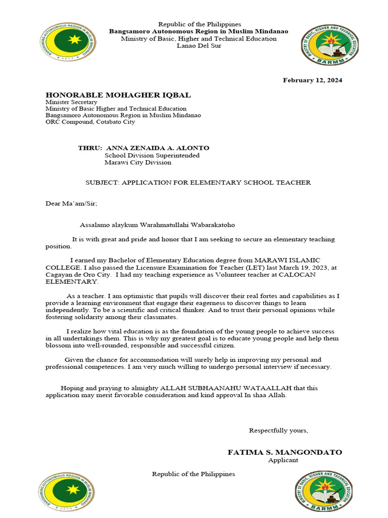 Application Letter FSM | PDF | Mindanao