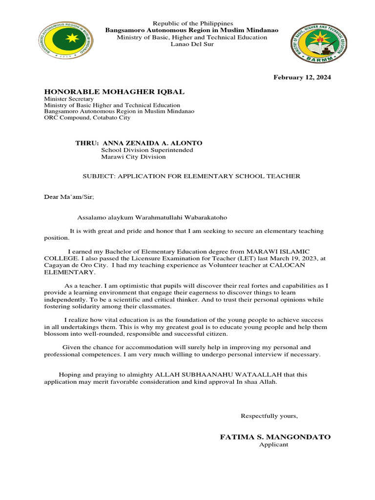 Application Letter FSM | PDF | Mindanao