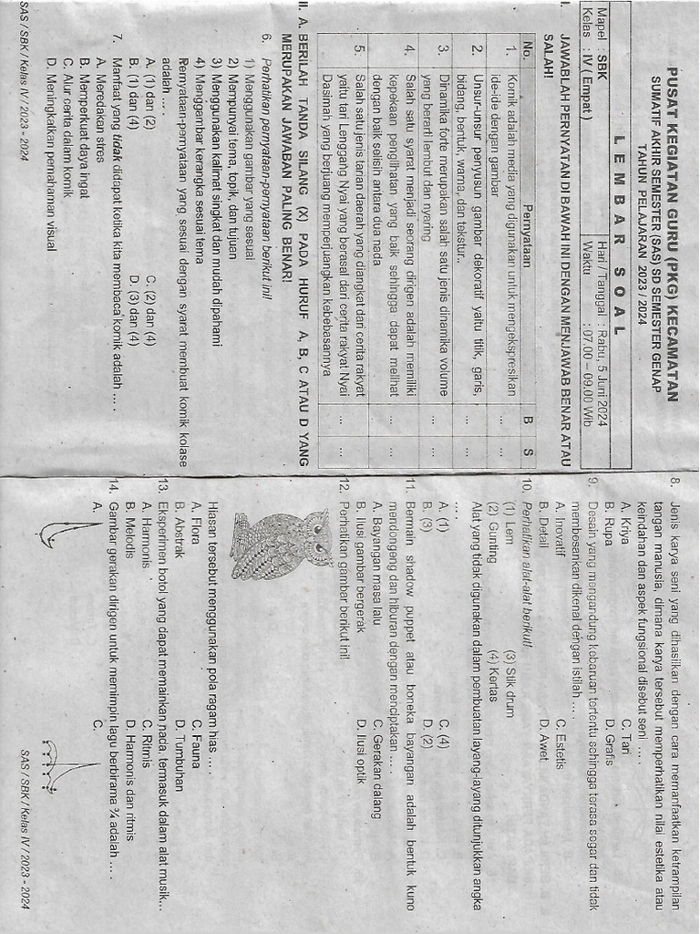 Soal Sbk Atau Sbdb | PDF