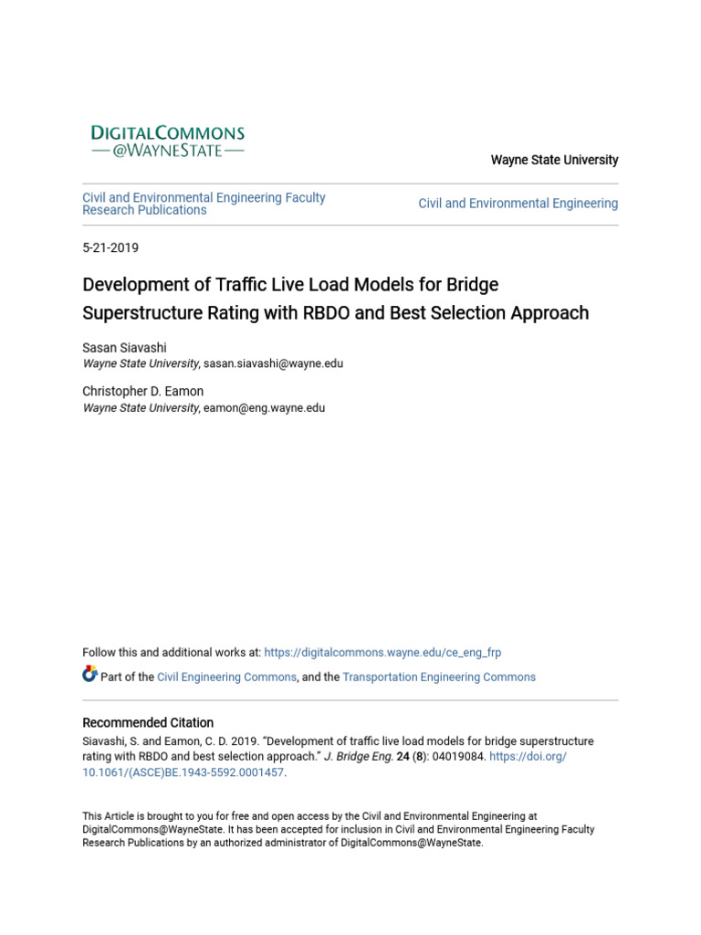 Development of Traffic Live Load Models For Bridge Superstructure | PDF | Mathematical ...