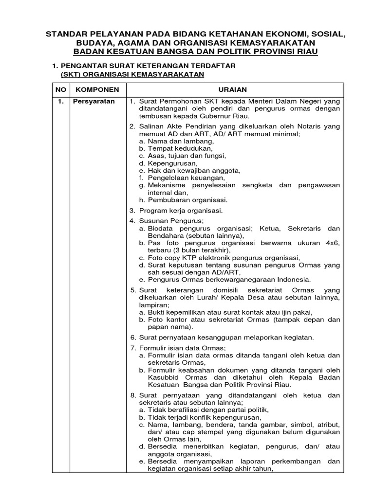 Persyaratan SKT Dan Pencatatan Ormas | PDF
