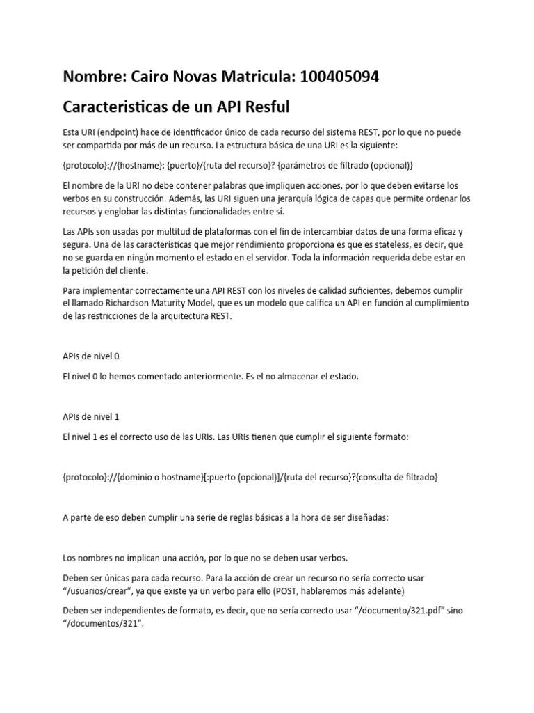 Caracteristicas de Un API Resful | PDF | Ingeniería de software ... Caracteristicas de Un API Resful | PDF | Ingeniería de software ...