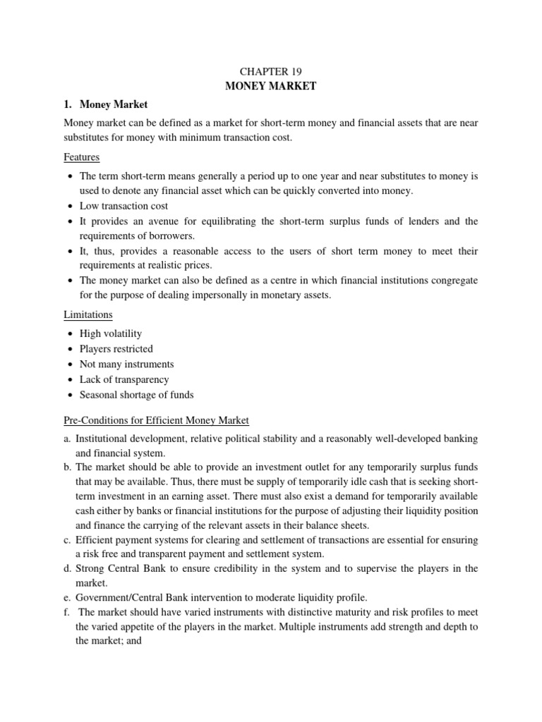 Chapter 19 - Money Market | PDF | Repurchase Agreement | Financial Markets