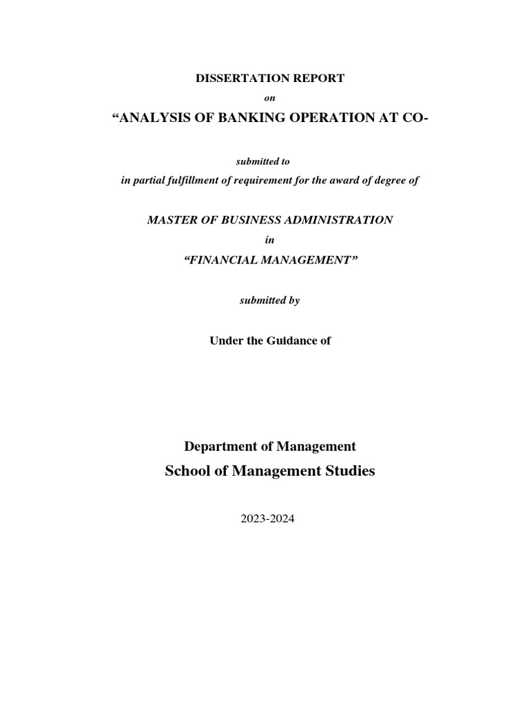 Mba Dissertation Report Format | PDF | Thesis | Academic Degree