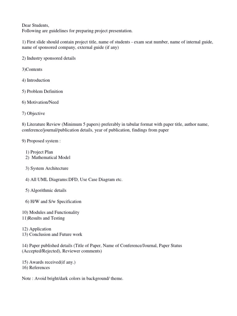 PPT-Guidelines - For Project I Exam | PDF