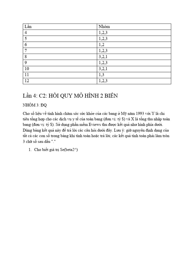 Lần 4: C2: Hồi Quy Mô Hình 2 Biến | PDF