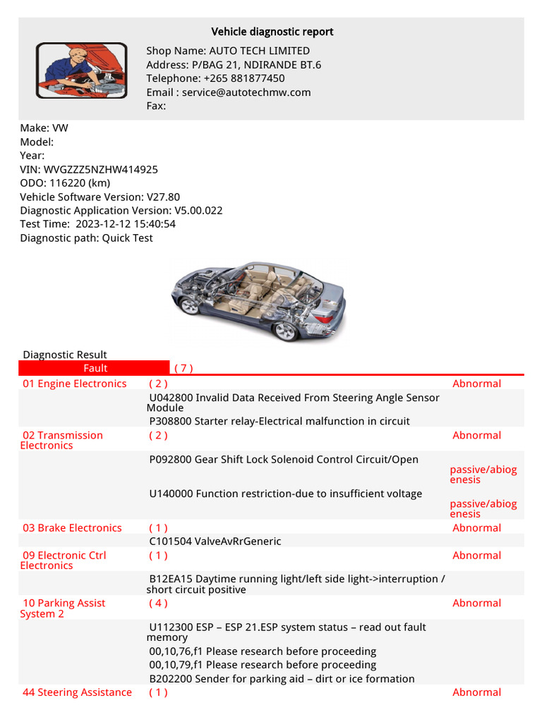 VW (DTC) 986390916500 20231212154054 | PDF | Steering | Motor Vehicle