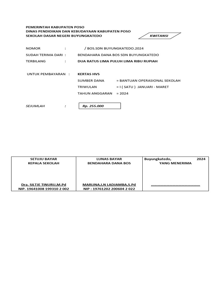 Kwitansi 2024 Byngkatedo | PDF | Pengelolaan Keuangan & Uang | Ilmu Sosial