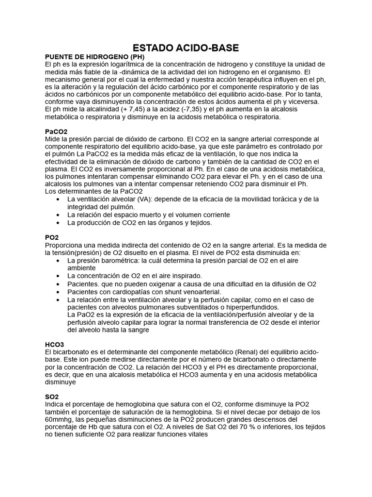 Equilibrio Ácido-Base y sus Alteraciones | PDF | Fisiología