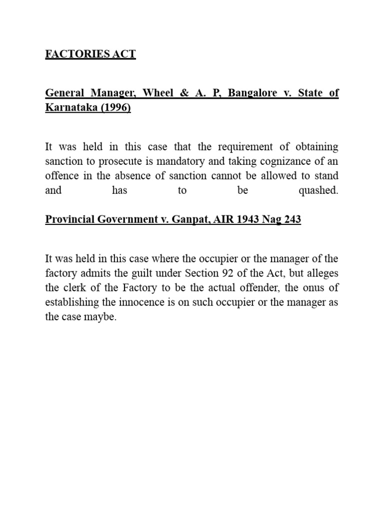 Factories Act Cases | PDF