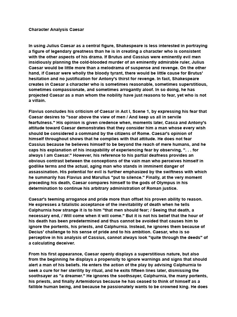 Character Analysis of Julius Caesar | PDF | Julius Caesar