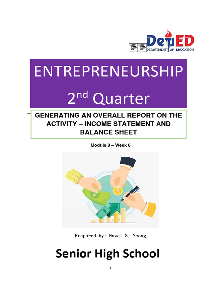 Entrepreneurship Q2 Week 8 | PDF | Expense | Income Statement