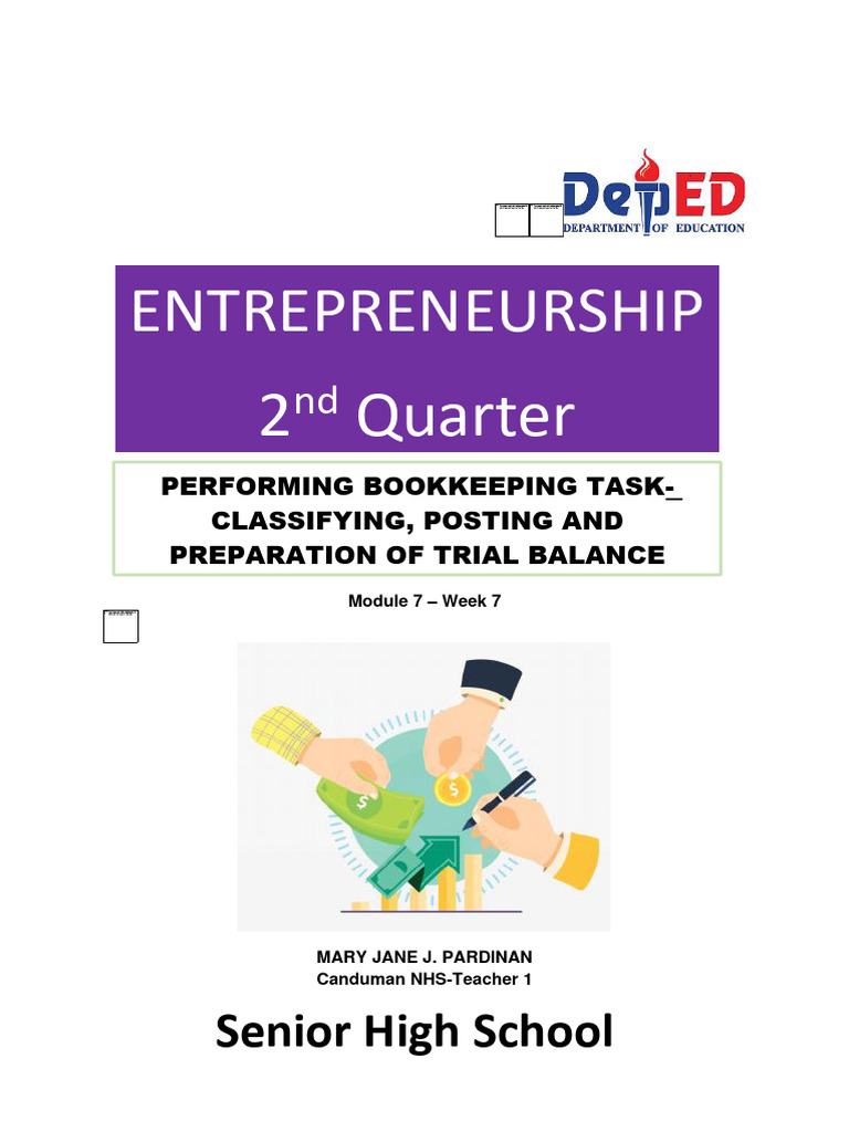 Entrepreneurship Q2 Week 7 | PDF | Debits And Credits | Bookkeeping