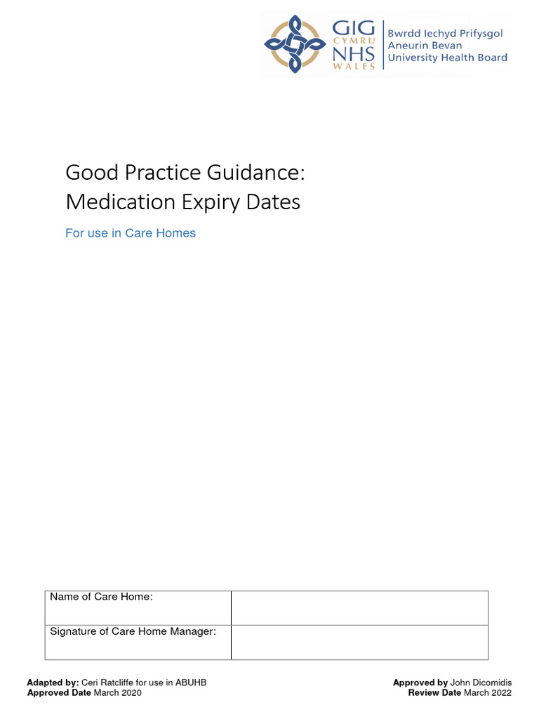 Medication Expiry Information For Care Homes | PDF | Topical Medication ...