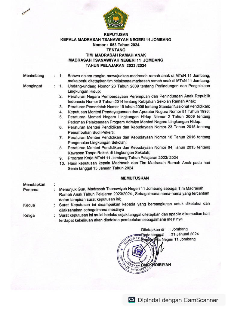 SK Tim Ramah Anak | PDF