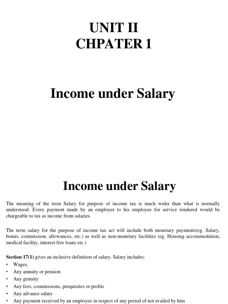 Tax Unit 2 | PDF | Salary | Income Tax