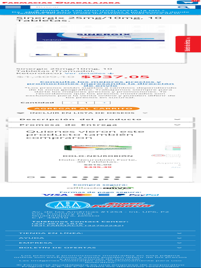 Sinergix 25mg10mg, 10 Tabletas | PDF | Economias