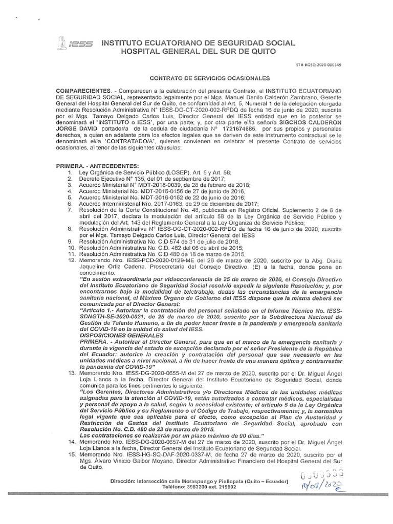 Contrato de Servicios Iess | PDF