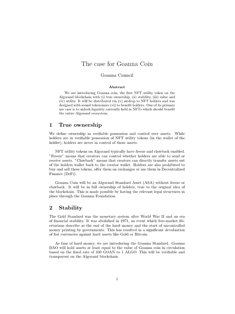 Goanna Coin White Paper Final Draft | PDF | Cryptocurrency | Money