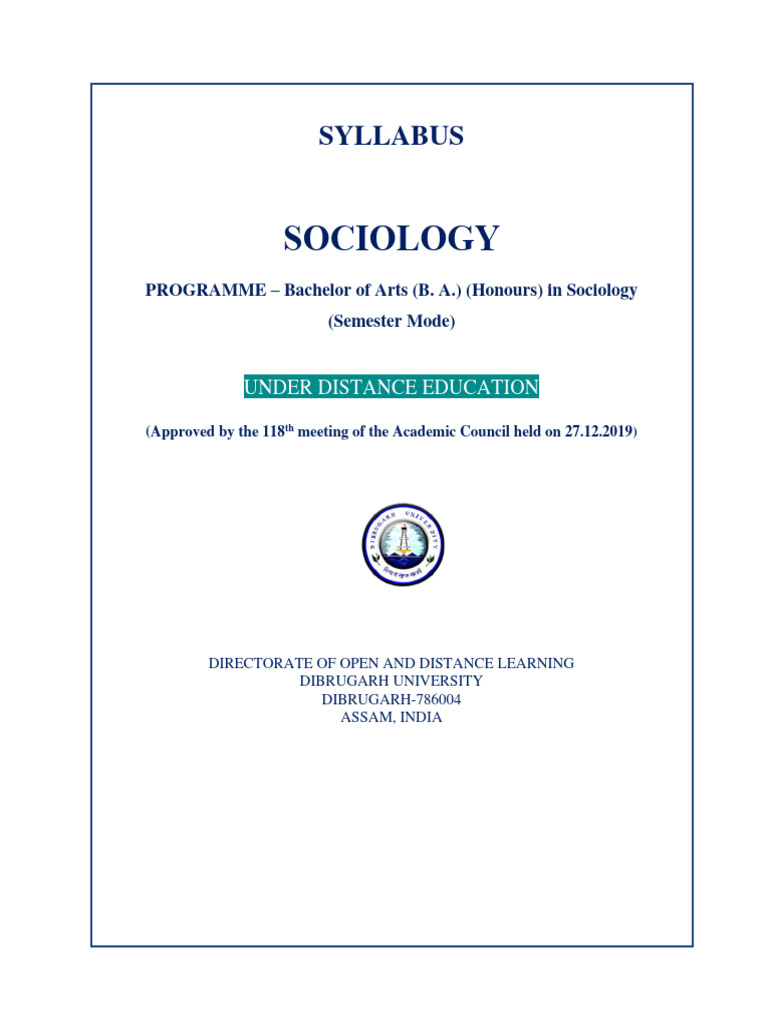 Syllabus Format BA Sociology (Honors) | PDF | Demand | Economics