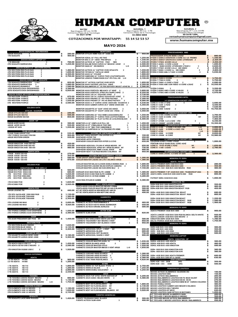 Lista de Precios MAYO 1 | PDF | Computer Hardware | X86 Architecture